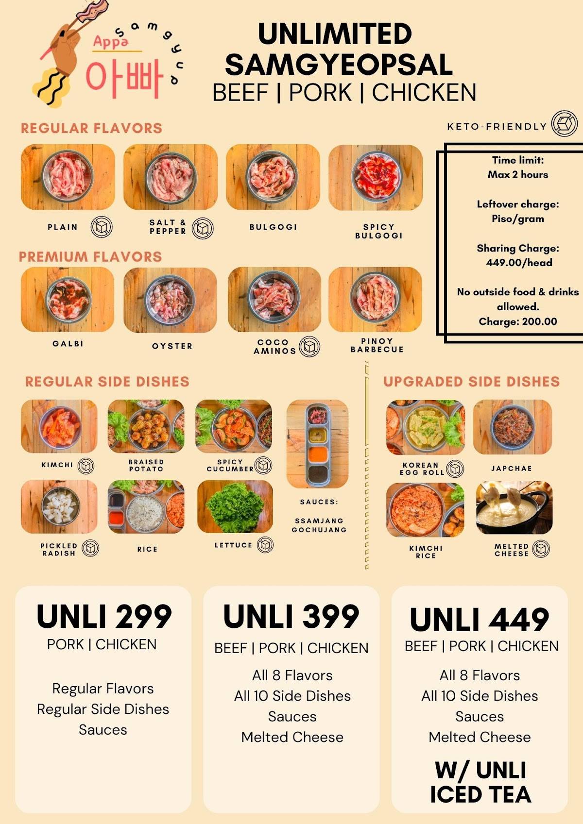 Menu at Appa Samgyup restaurant, Antipolo