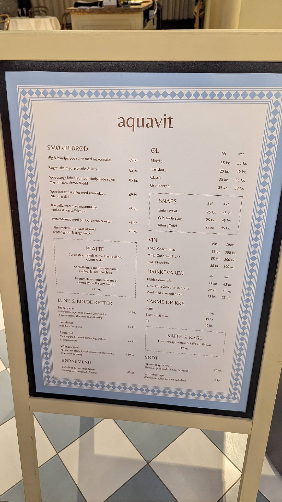Speisekarte von Aquavit restaurant, Kopenhagen