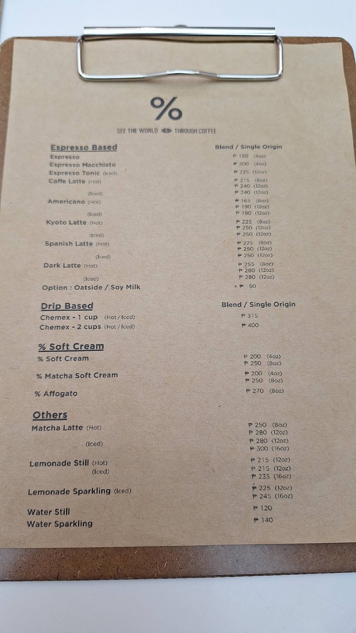 Menu at % Arabica Manila BGC Roastery restaurant, Taguig