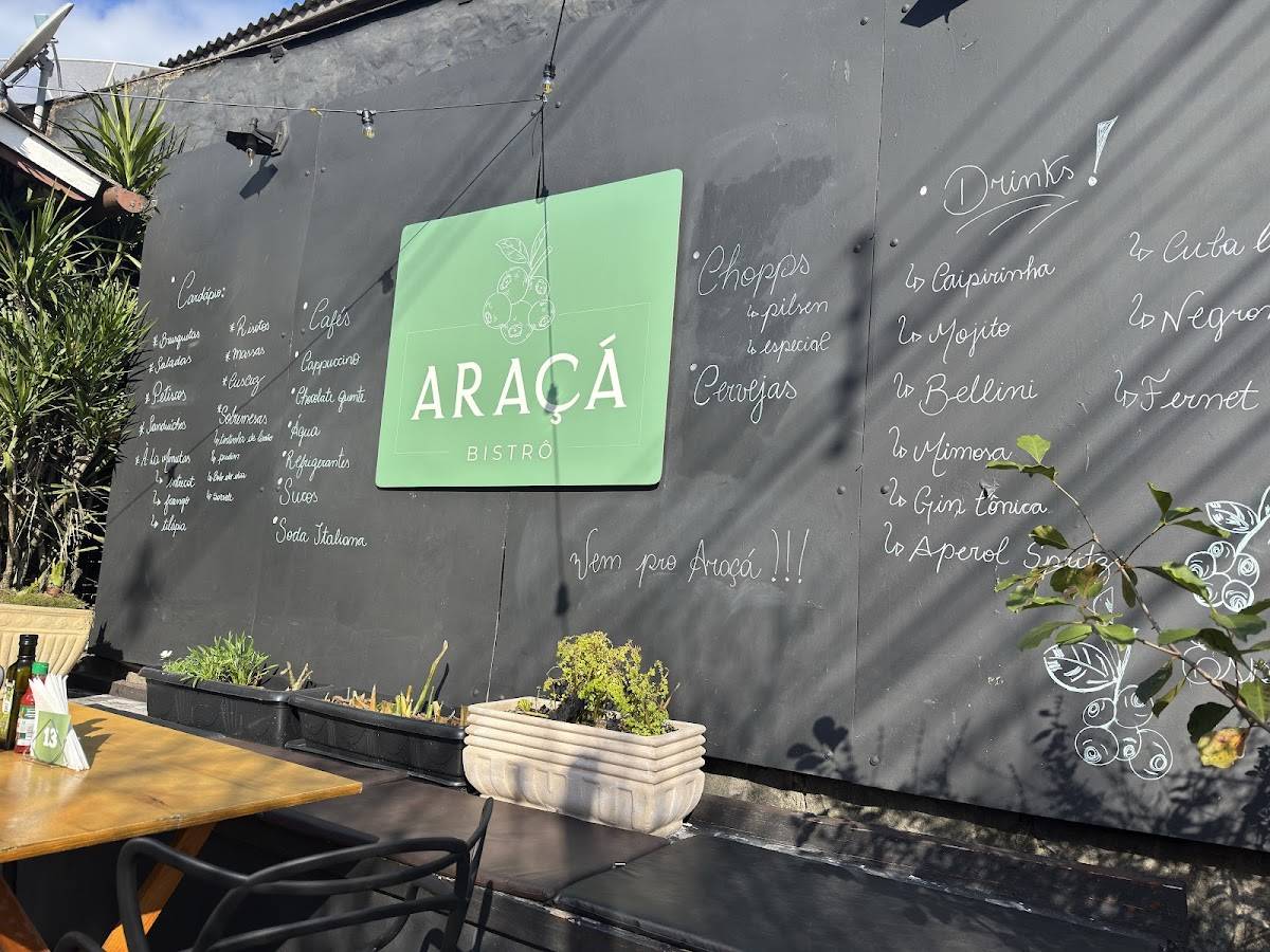 Menu at Araçá Bistrô restaurant, Canela