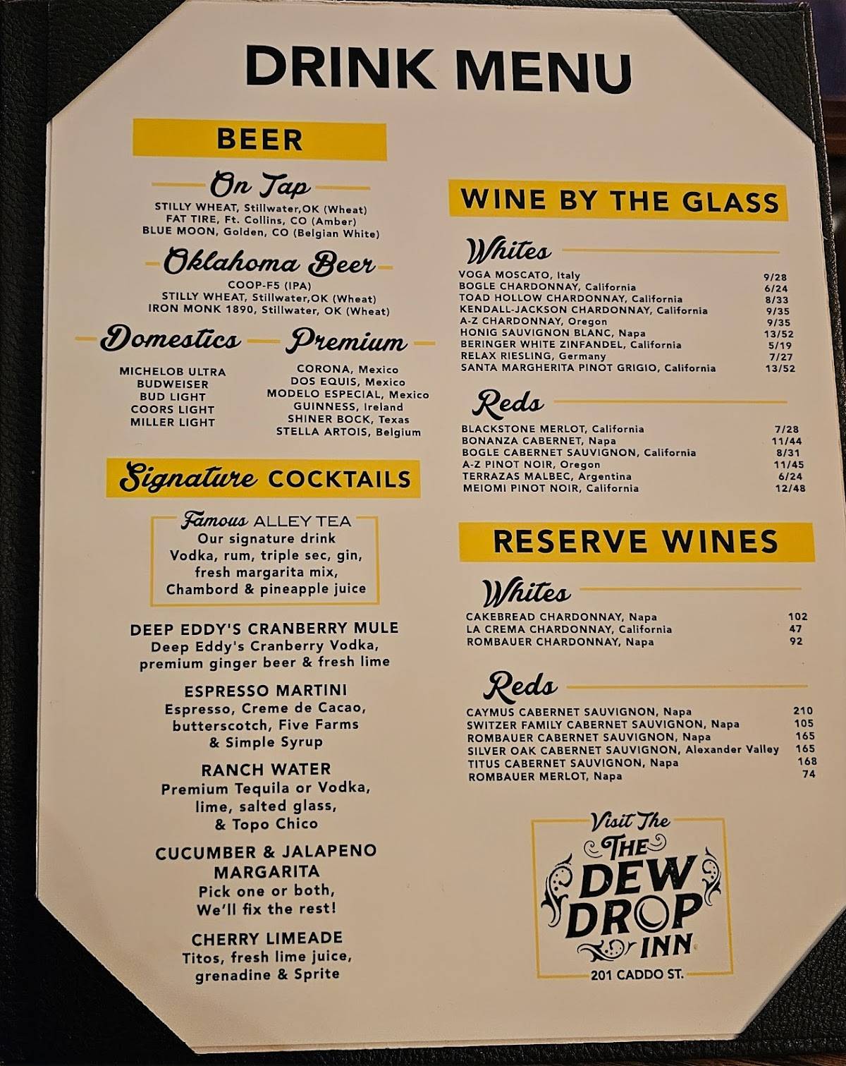 Menu at Cafe Alley, Ardmore, 126 A St NE