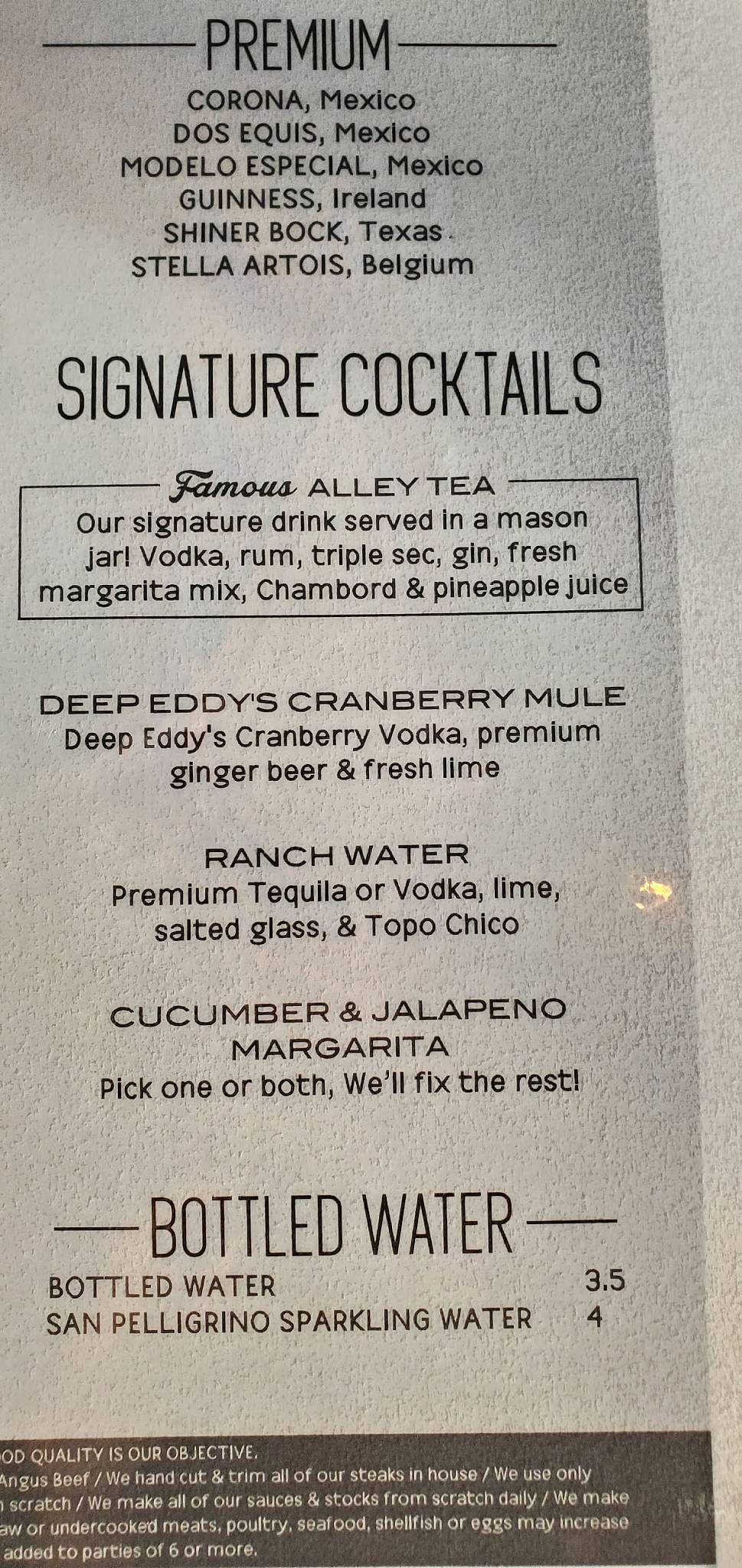 Menu at Cafe Alley, Ardmore, 126 A St NE