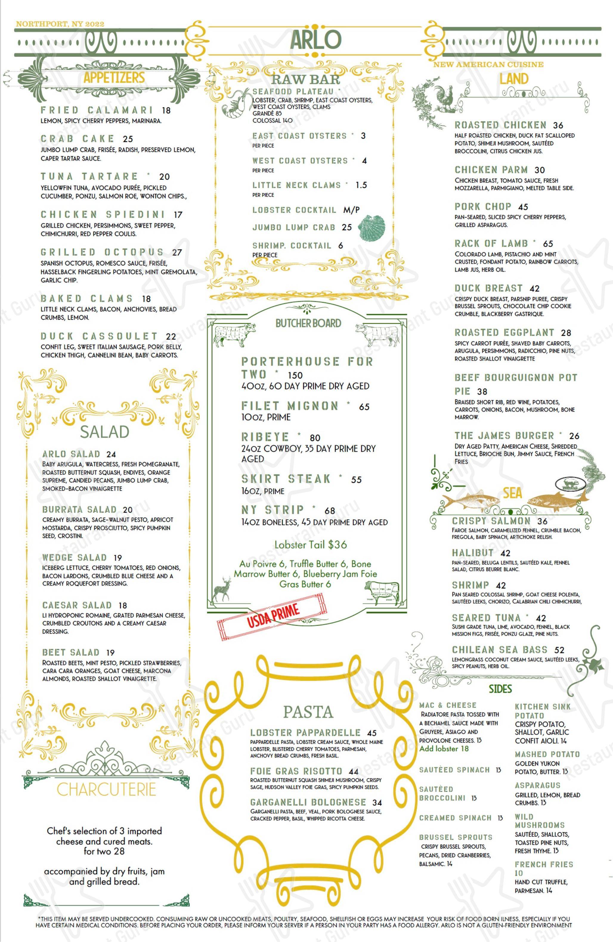 Menu at Arlo Kitchen & Bar, Northport