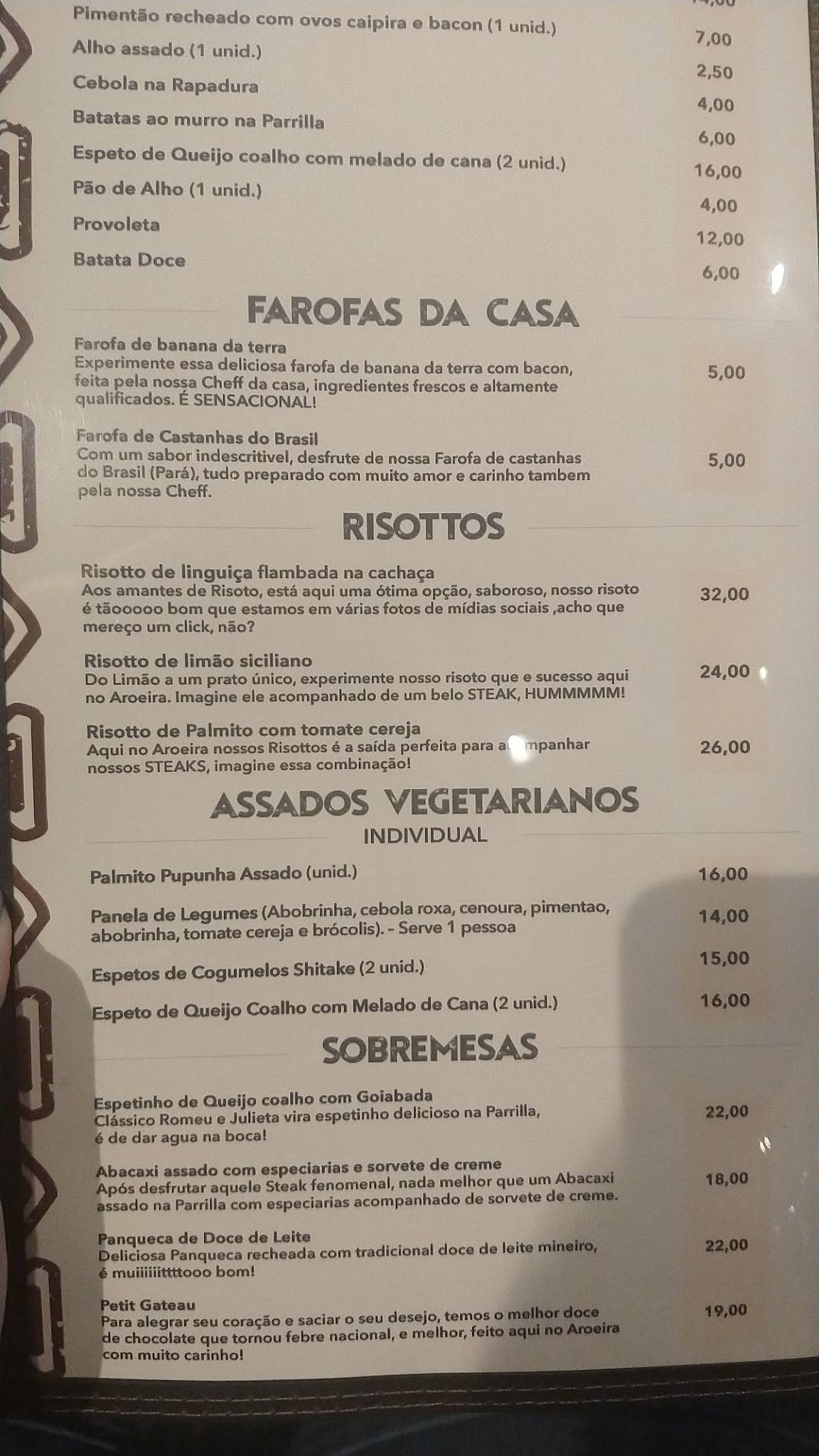 Menu em Aroeira SteakHouse Prime, Franca
