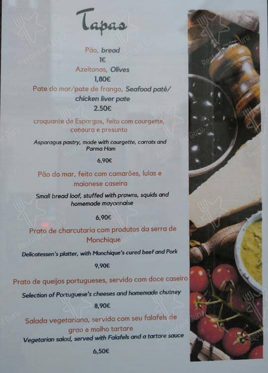 Menu at Artefact pub & bar, Tavira