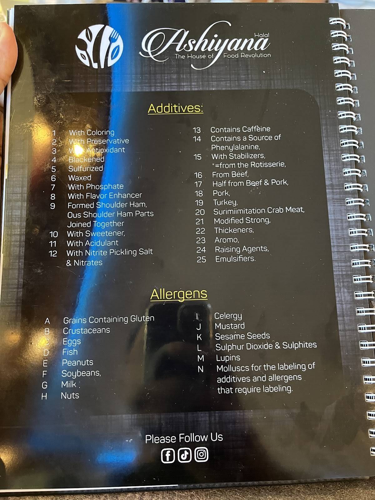 Menu at Ashiyana Halal Pakistani restaurant, Berlin