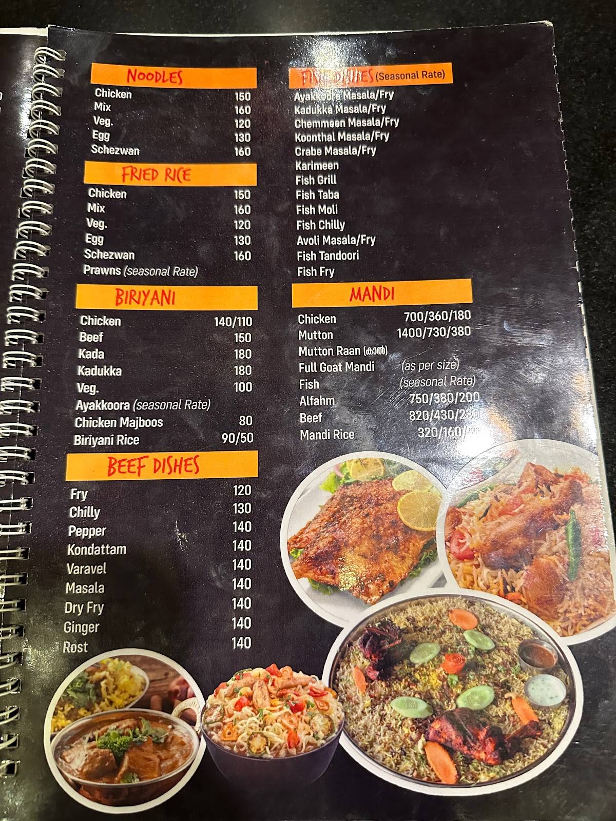 Menu at Asma Bakery and Restaurant, Orkkatteri