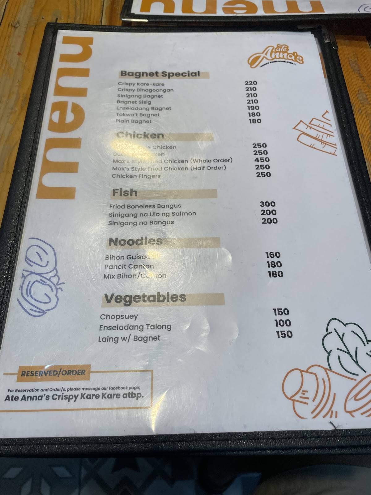 Menu at Ate Anna’s House of Kare Kare - Villamor Pasay City restaurant ...