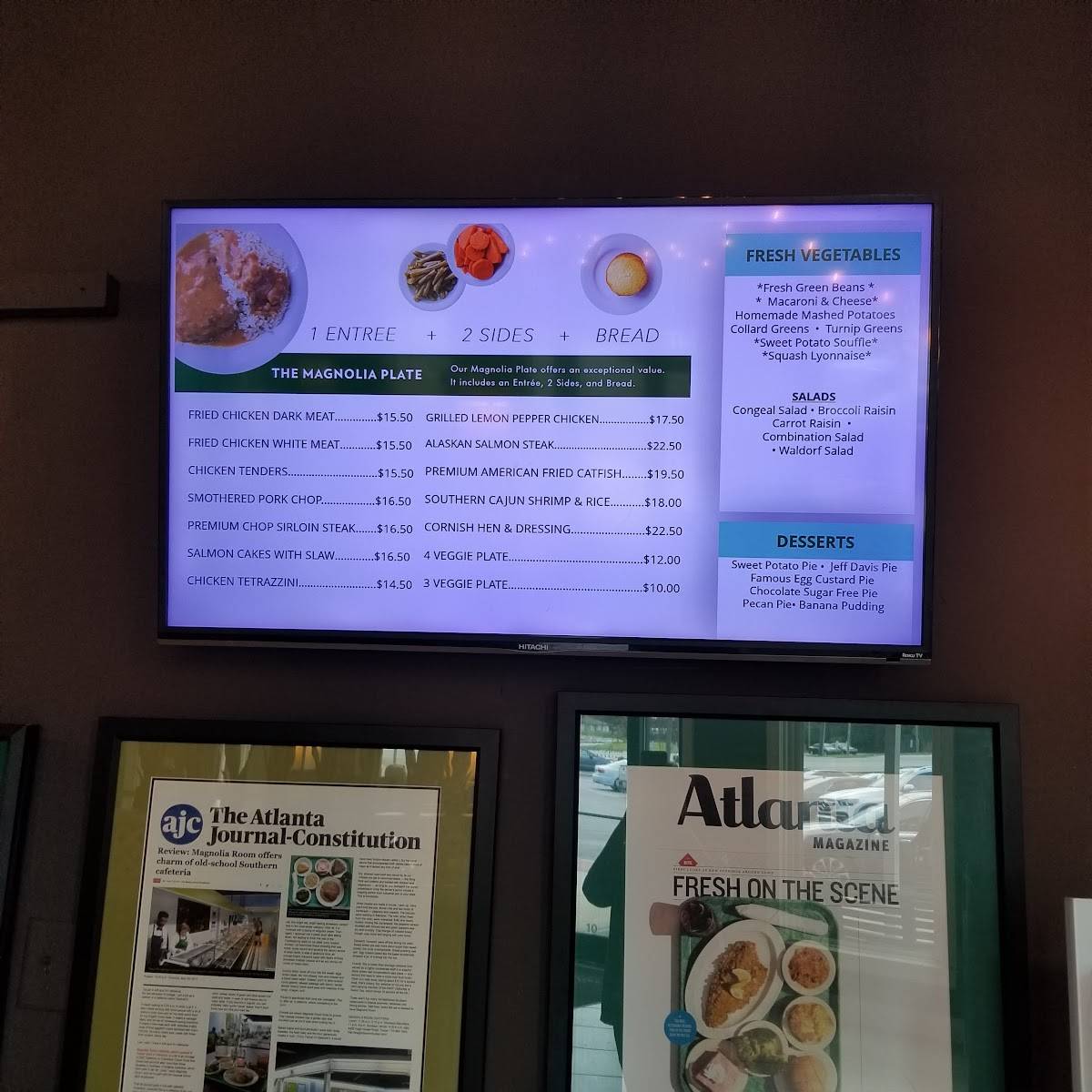 Menu at Magnolia Room Cafeteria, Tucker