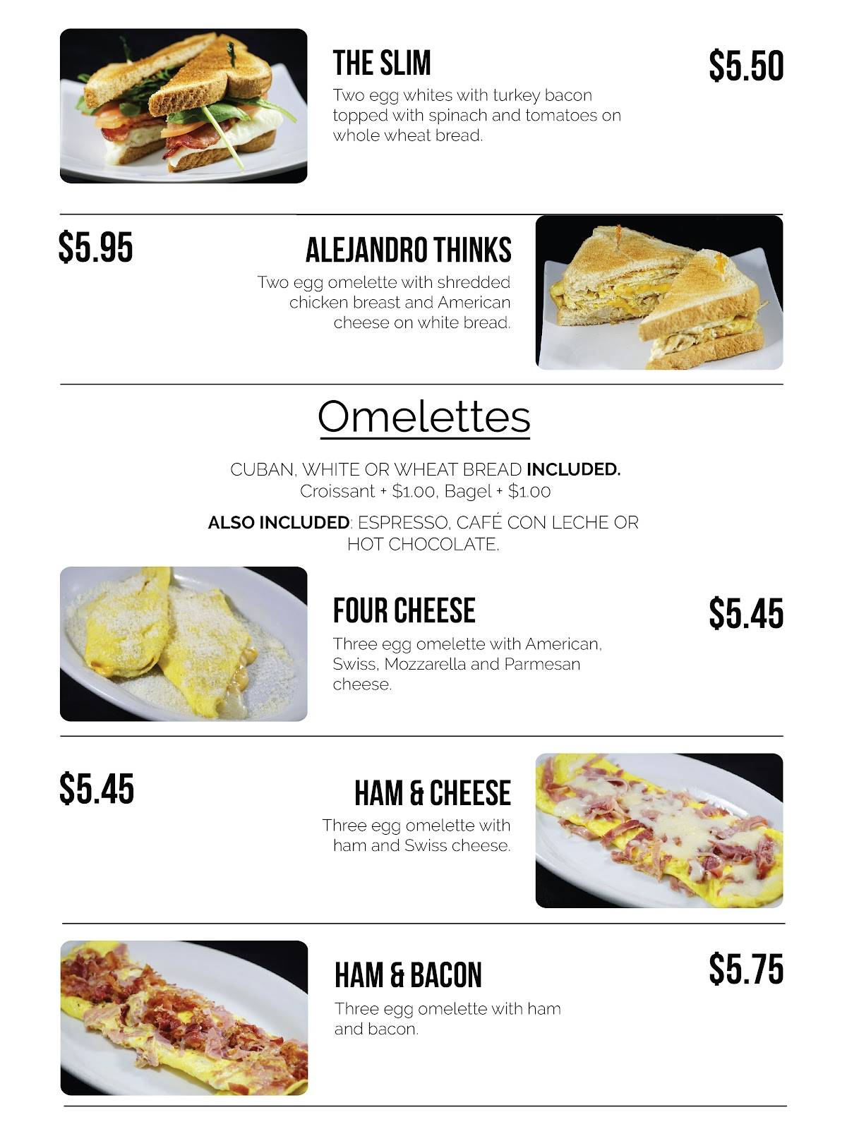 Carta de Atlantis Cafe, Miami, 12 NW 1st St