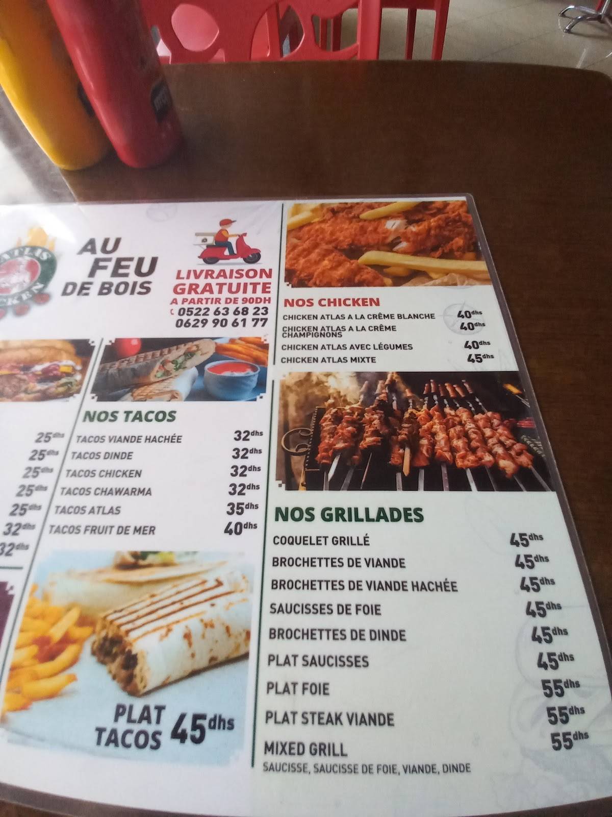 Menu au Atlas Grillades restaurant, Casablanca, HCP9+6H9