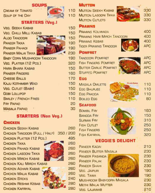 Menu at Attill The Fine Dining Restaurant, Mumbai