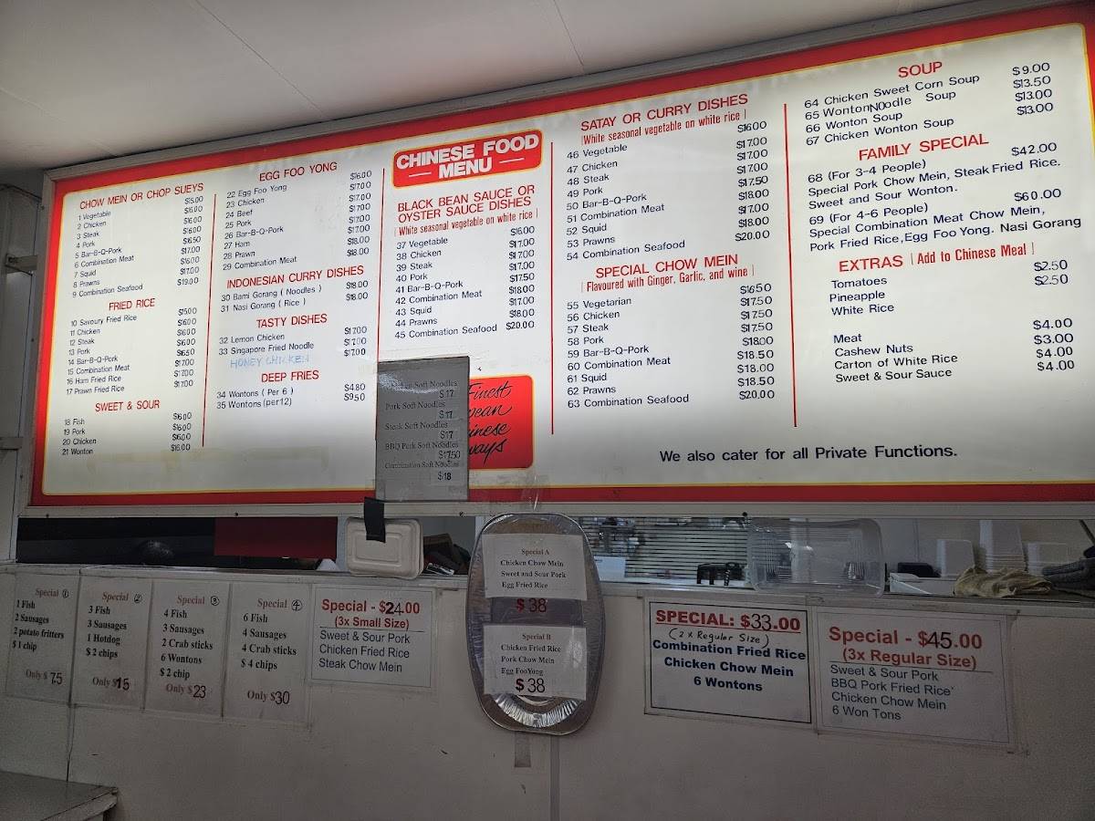 Menu at Smith & Wong Takeaways fast food, Auckland