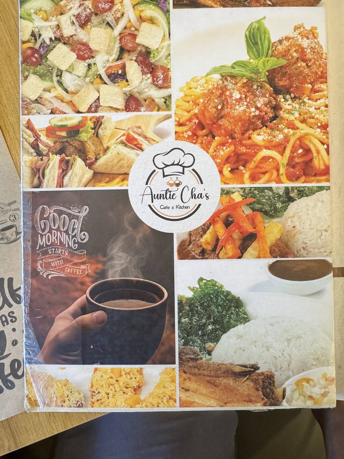 Menu at Auntie Cha's Cafe x Kitchen, San Pedro
