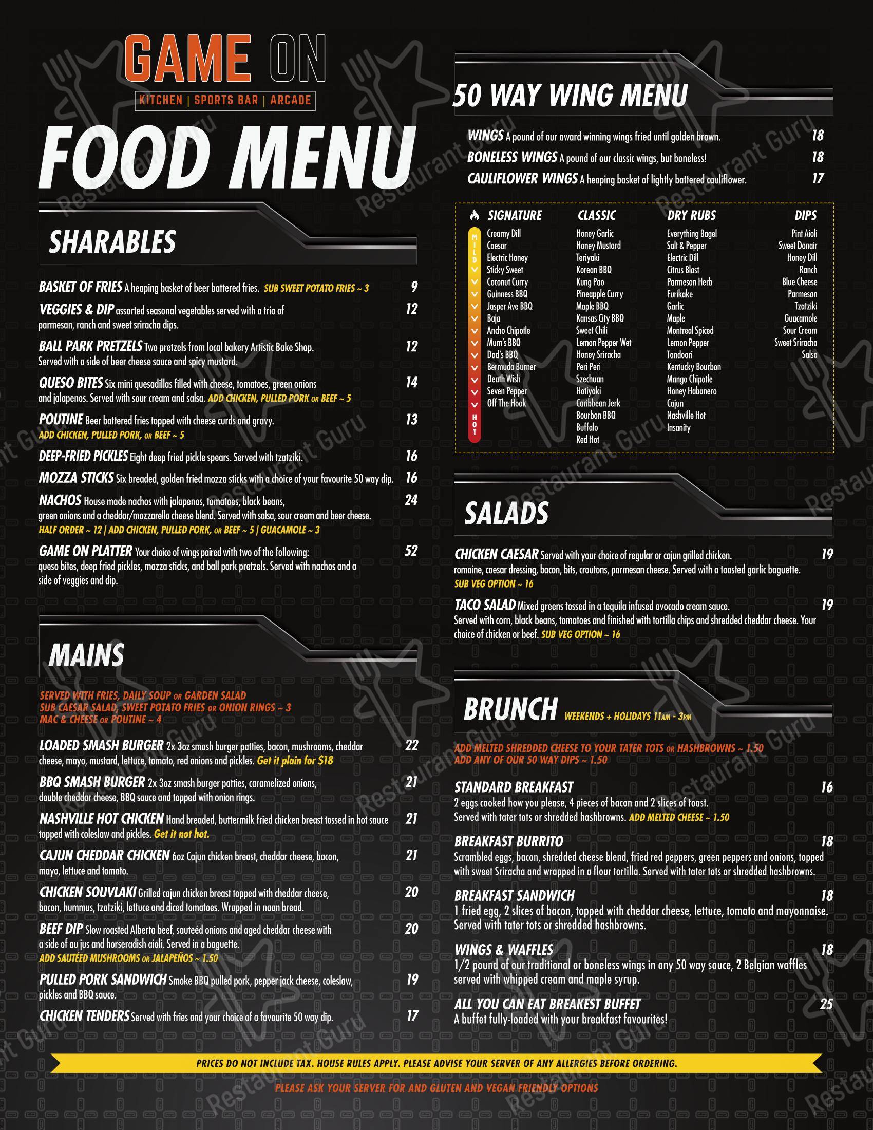Menu at Average Joes Sports Bar, Sherwood Park
