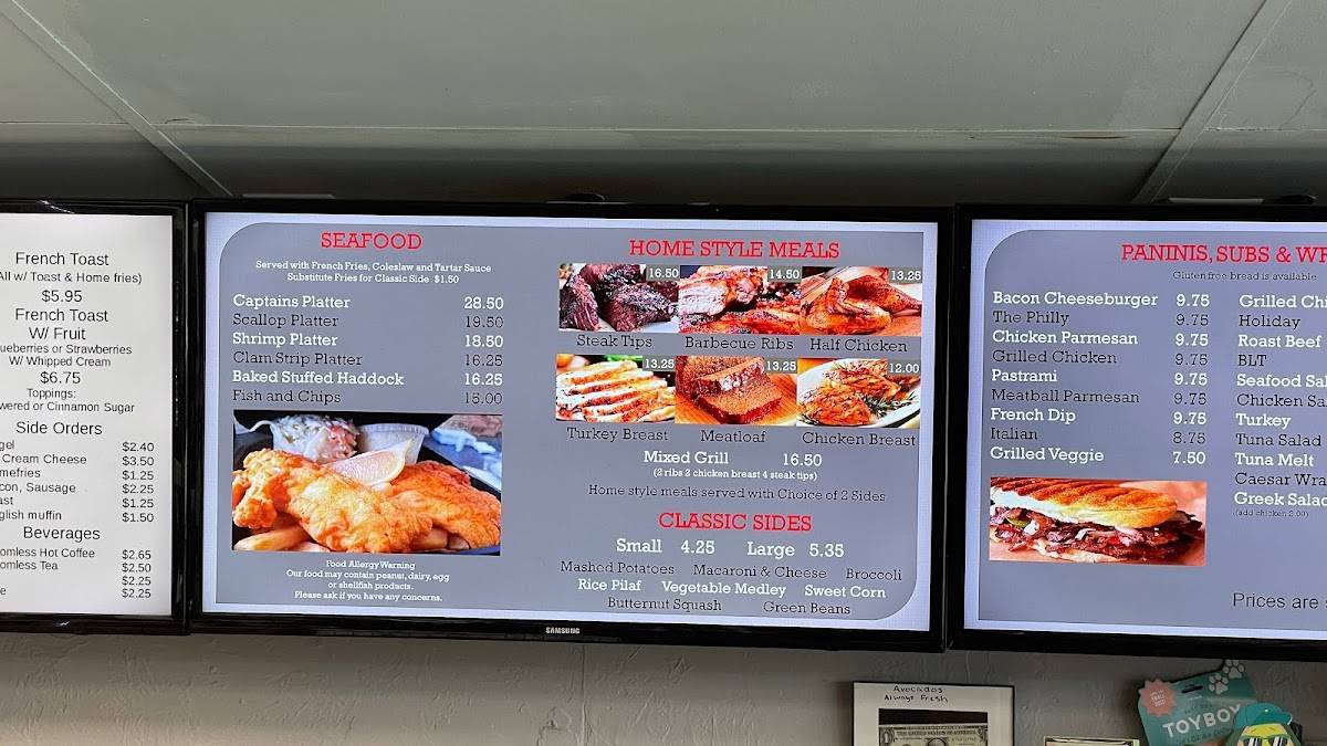 Menu at Avocados restaurant, Bourne