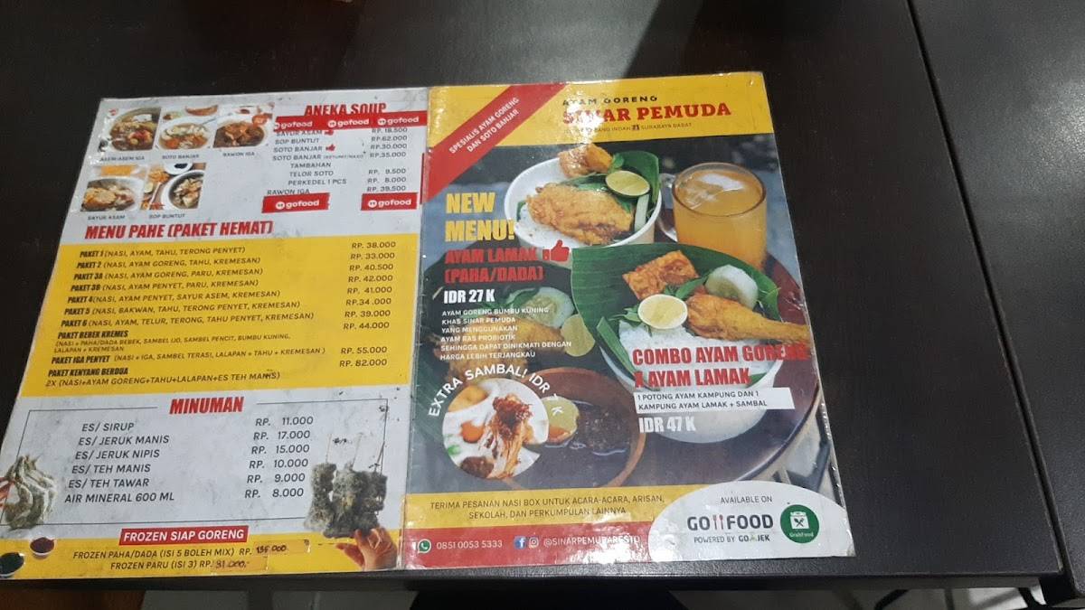 Carta del restaurante Ayam Goreng Sinar Pemuda, Surabaya, Jl. Raya ...