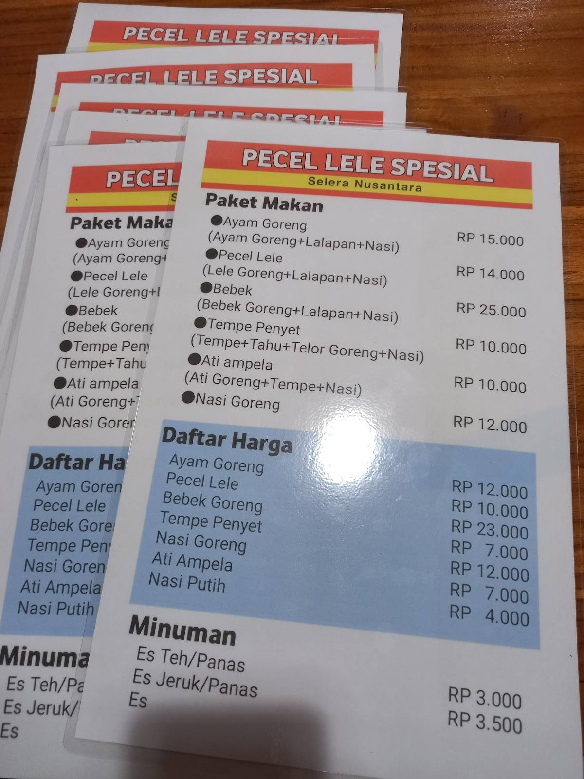 Menu at Ayam Penyet Mas Boegel, Wates
