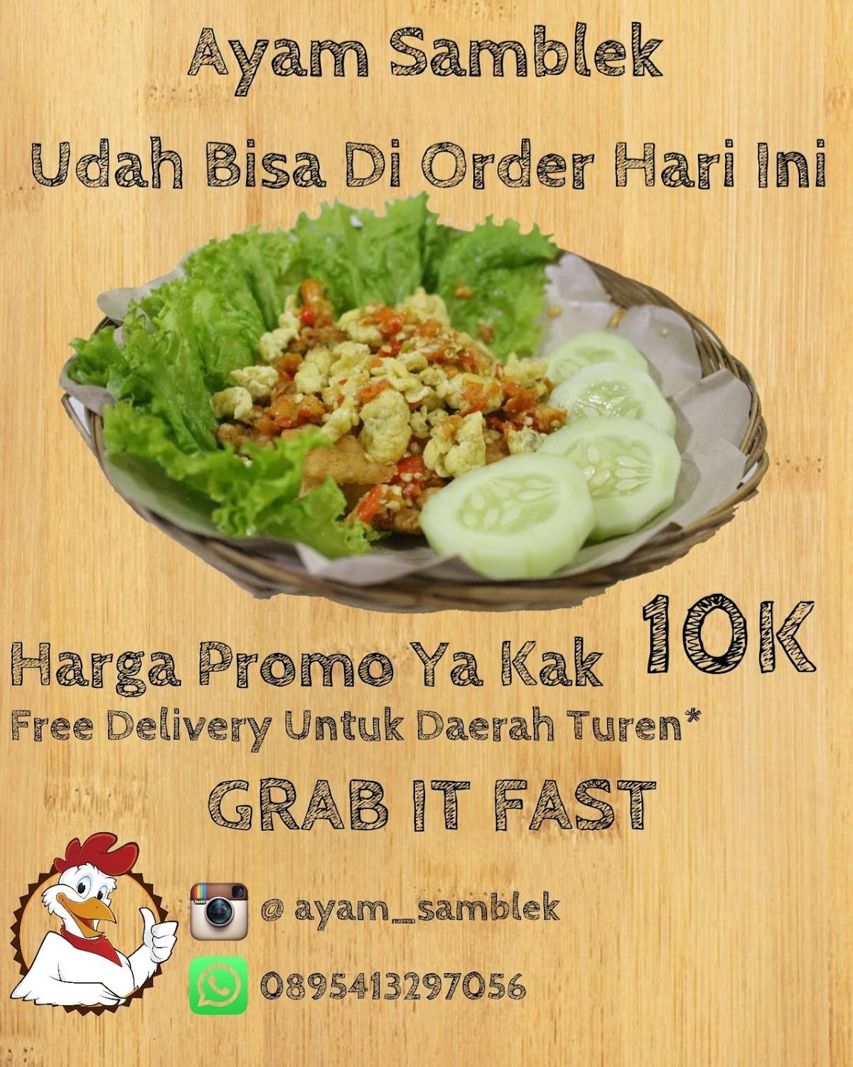Menu at Ayam Sambek Cak Yung restaurant, Sedayu