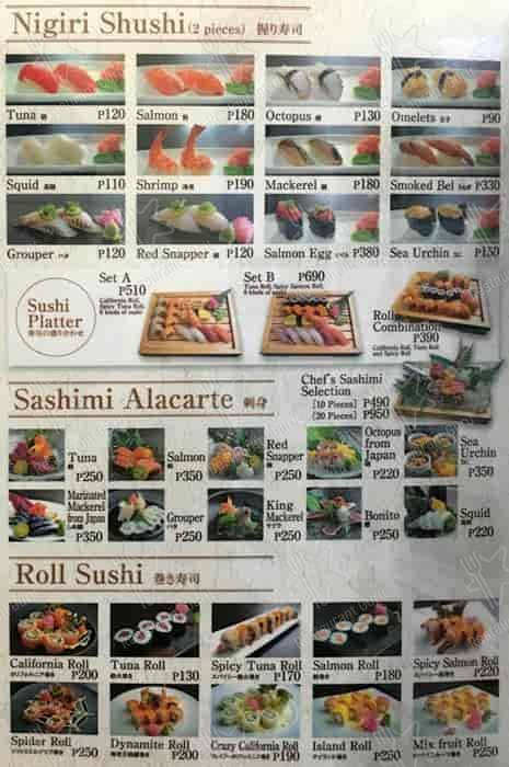 Menu at Azabu Sushi & Teppanyaki, Cebu City, Verandah
