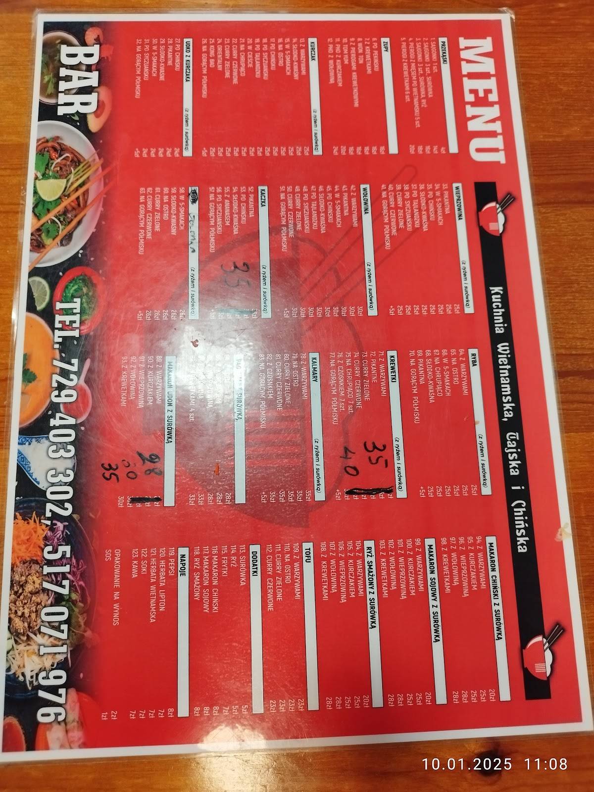 Menu at BAR ASIAN, Swarzędz