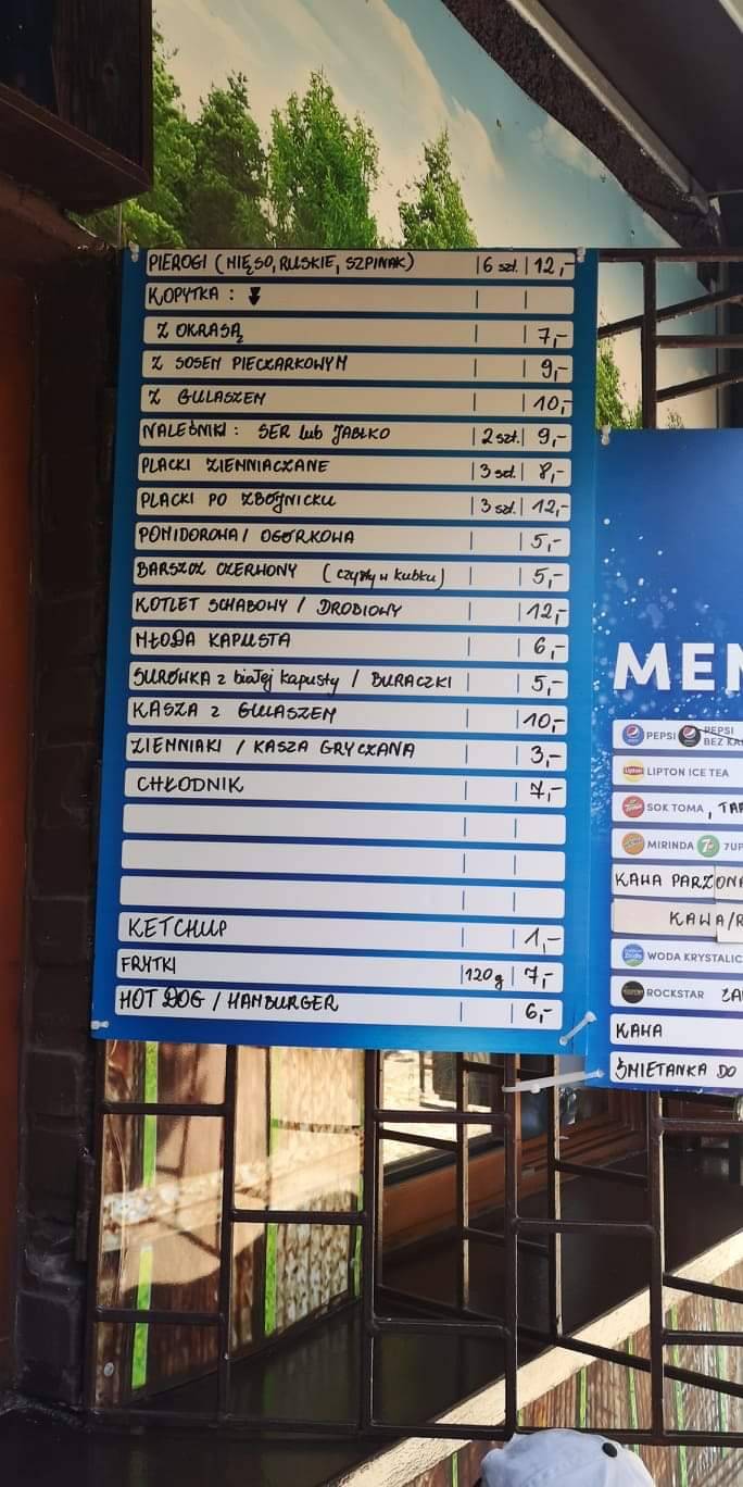 Menu at BAR POD SOSNAMI, Warsaw