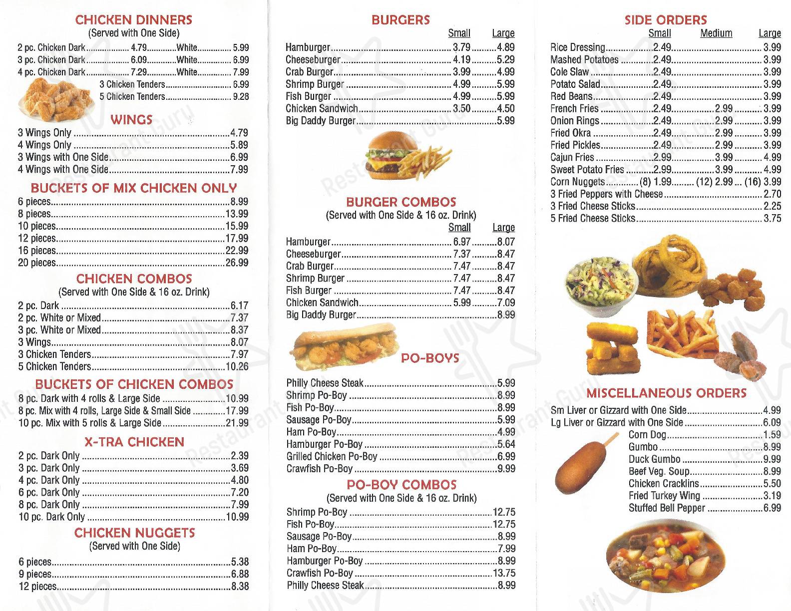 Menu at Chicken King BBQ, Opelousas