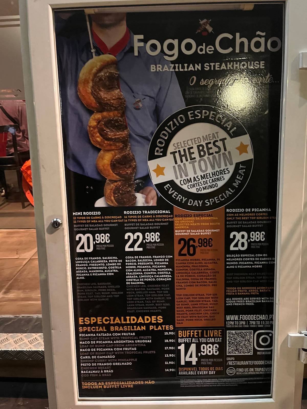 Menu em Fogo de Chão BBQ, Lisboa, R. Martens Ferrão Nº28 A