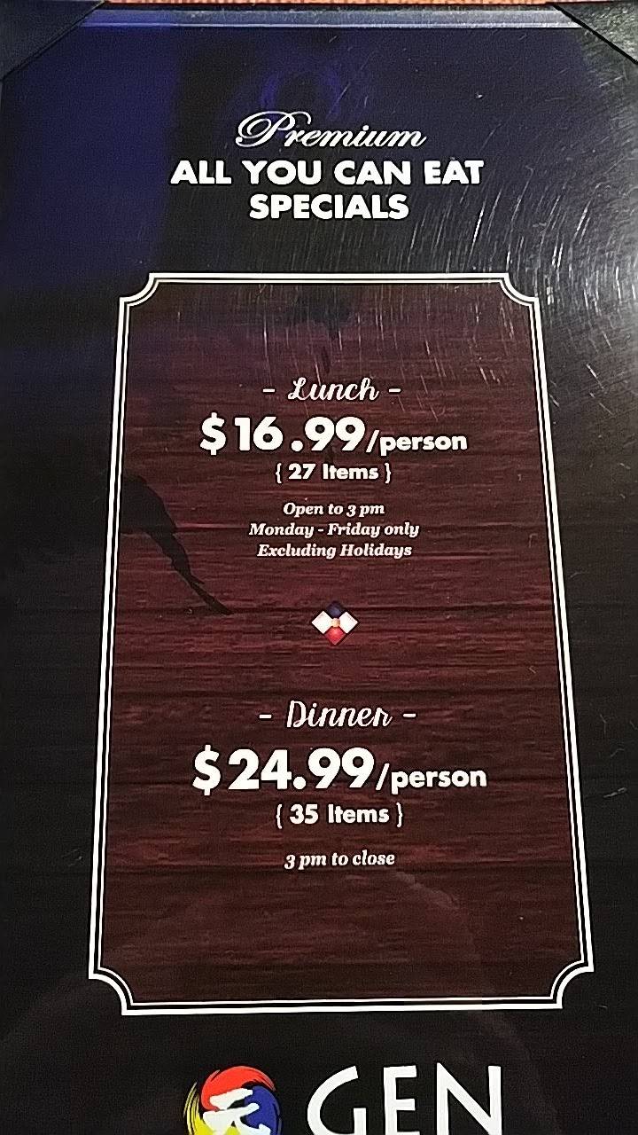 Menu at Gen Korean BBQ House, Sacramento