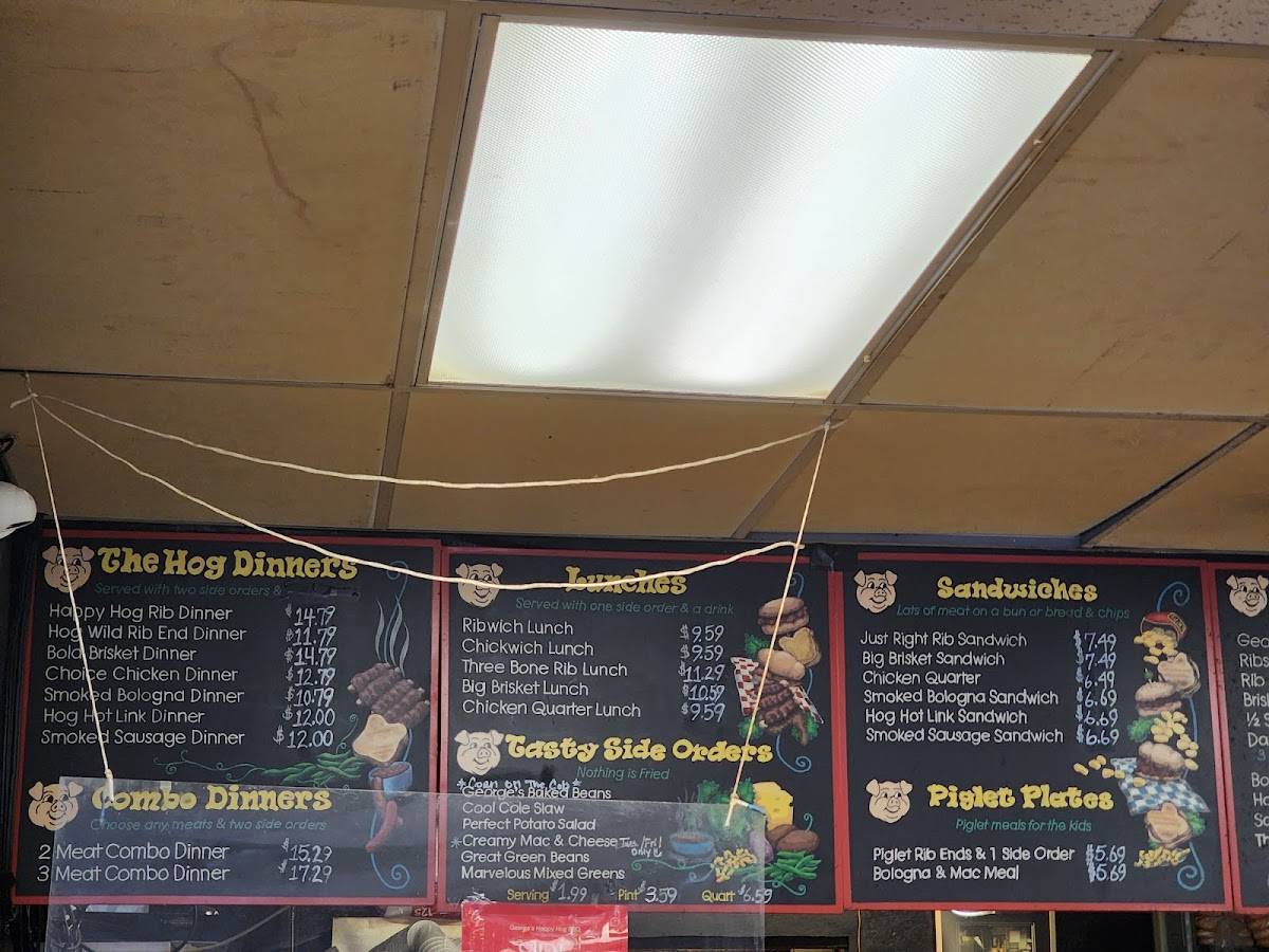 Menu at George's Happy Hog Bar-B-Q, Oklahoma City, 712 Culbertson Dr