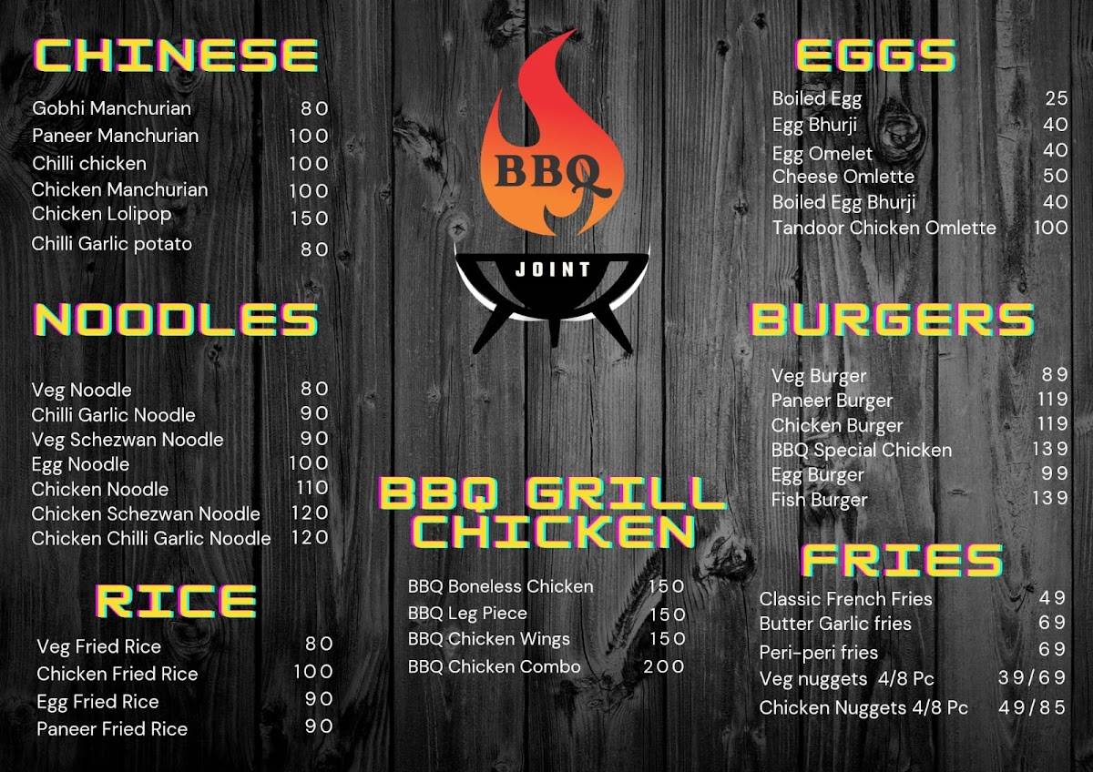 Menu at BBQ Joint, Bengaluru