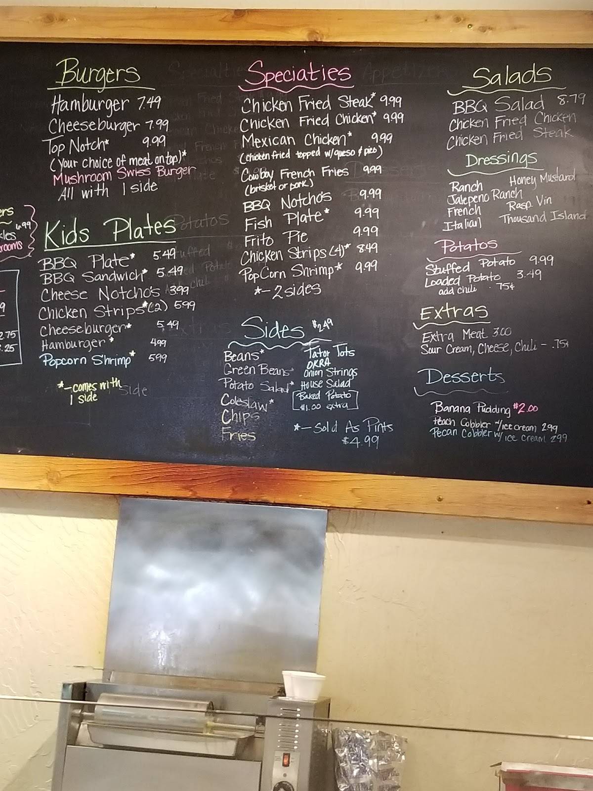 Menu at Top Notch Texas BBQ, Childress