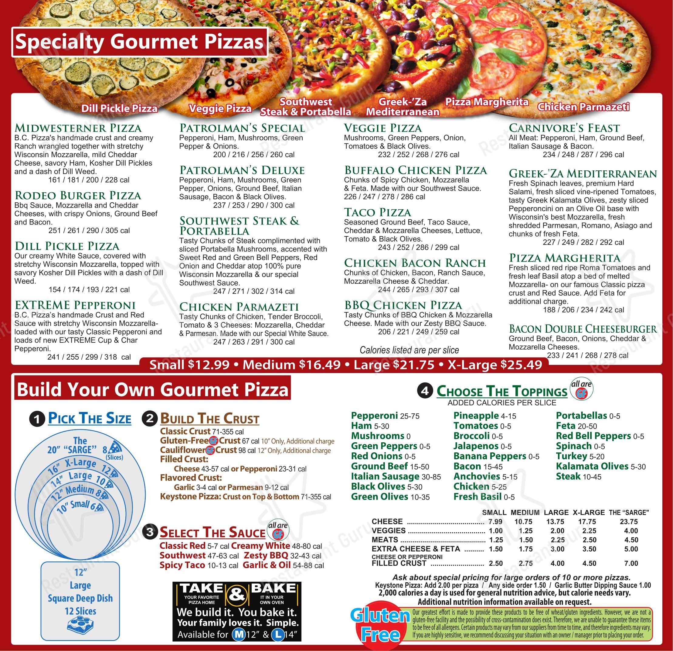 Menu at BC Pizza pizzeria, Saint Ignace, 277 N State St