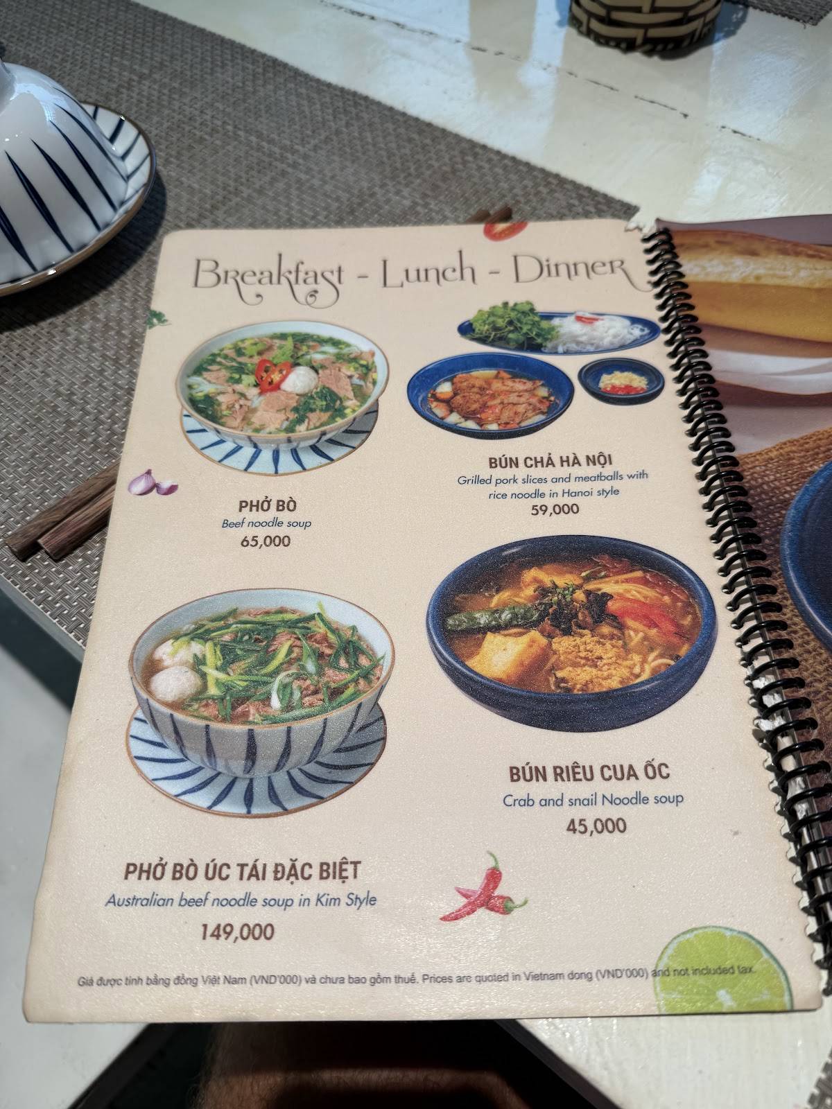 Menu at BẾP KIM restaurant, Da Nang, 37 Quang Trung