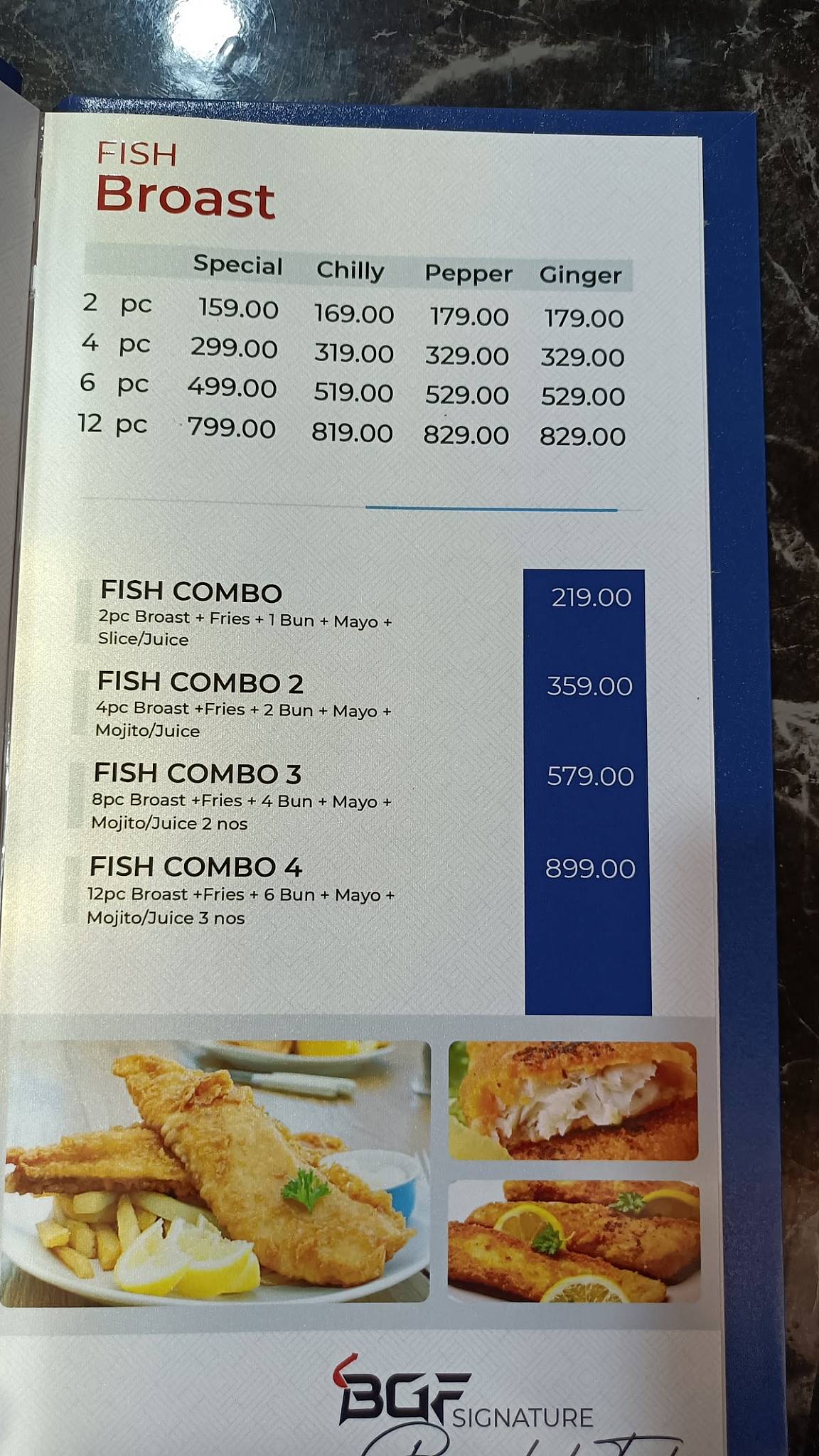 Menu at BGF Bro gourmet factory, Mulakuzha
