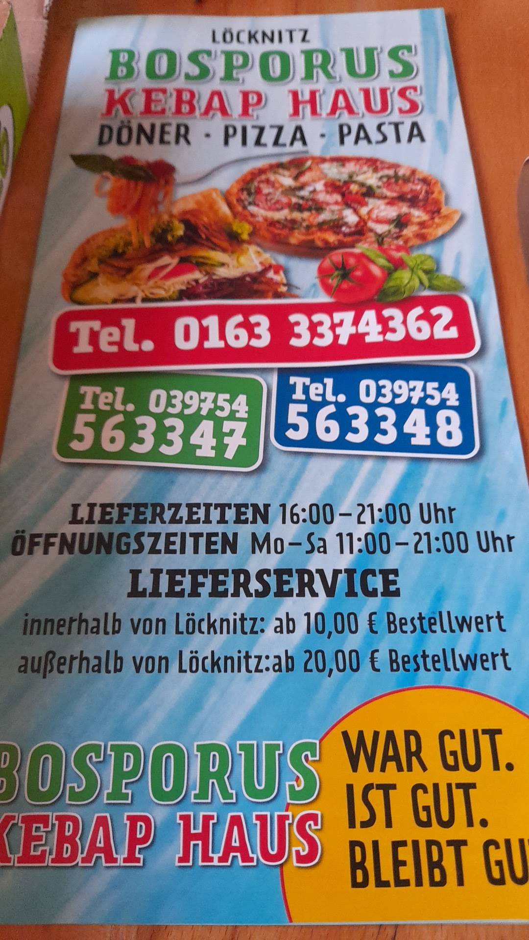 Speisekarte von BOSPORUS Kebap Haus restaurant, Löcknitz