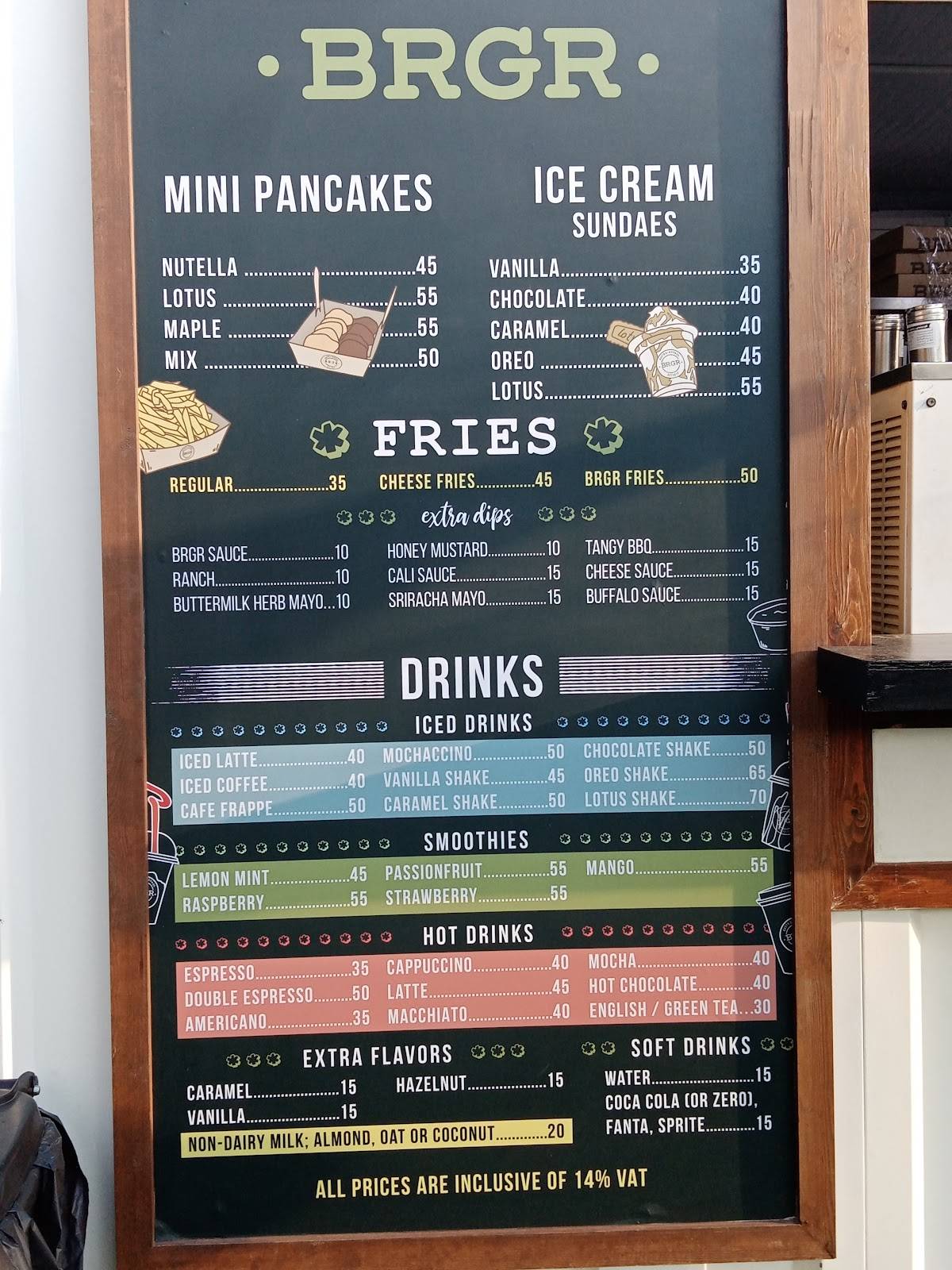 Menu at BRGR The Field restaurant, Egypt