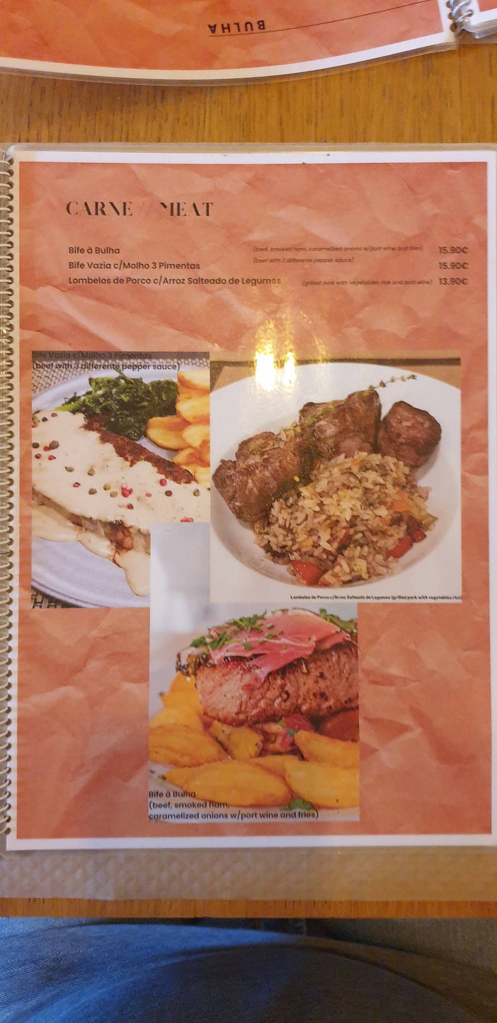 Carta del restaurante BULHA Santa Catarina, Oporto