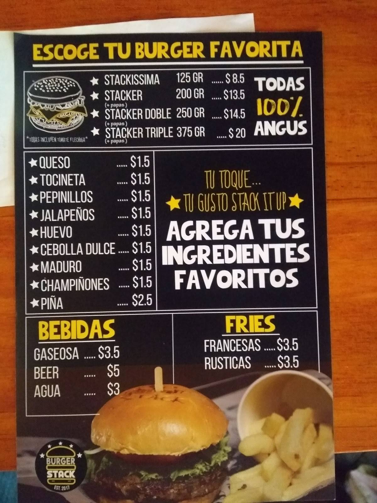Menu at BURGER STACK PALMIRA restaurant, Palmira