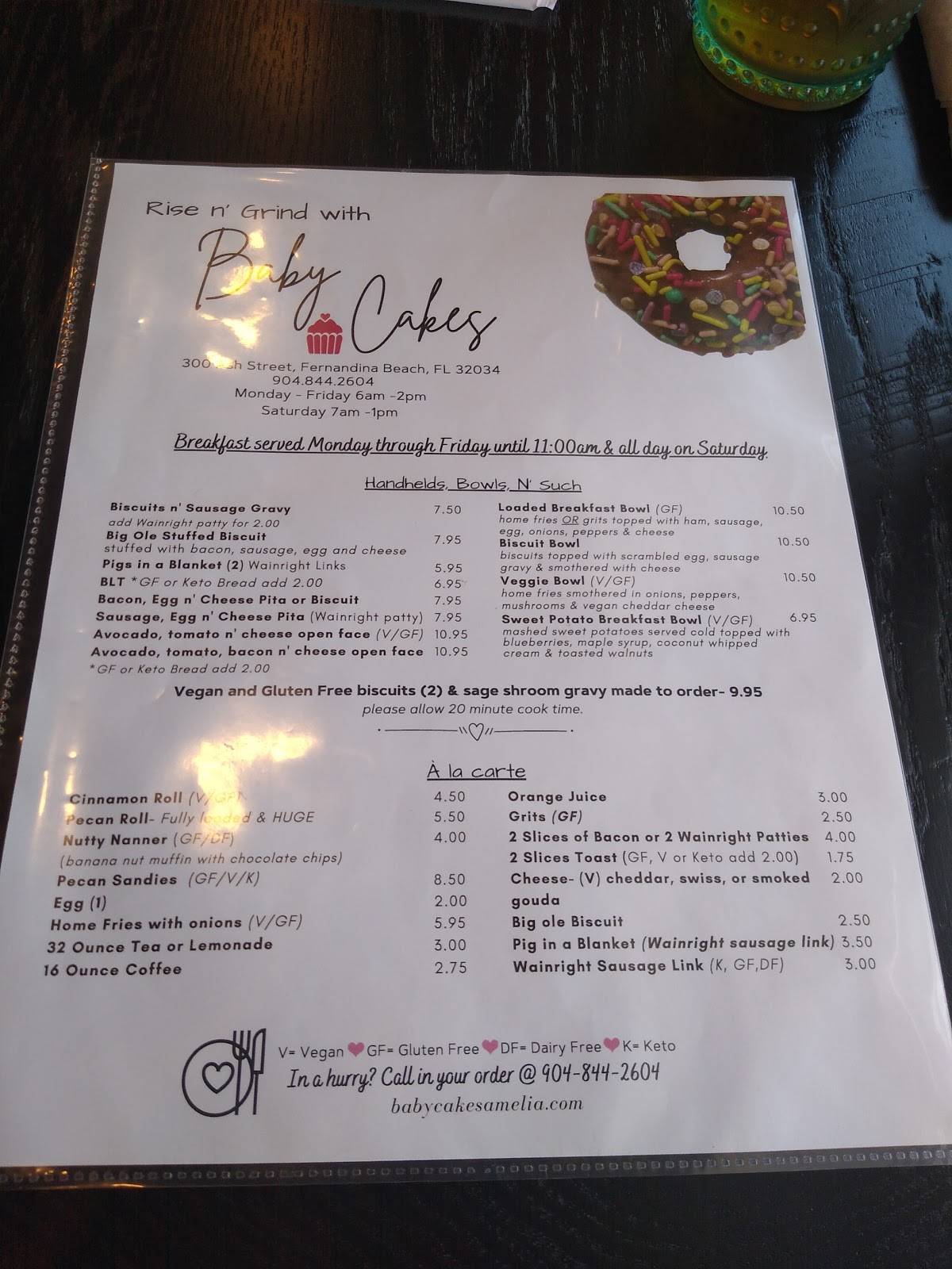 Menu at Baby Cakes, USA, Worthington Dr