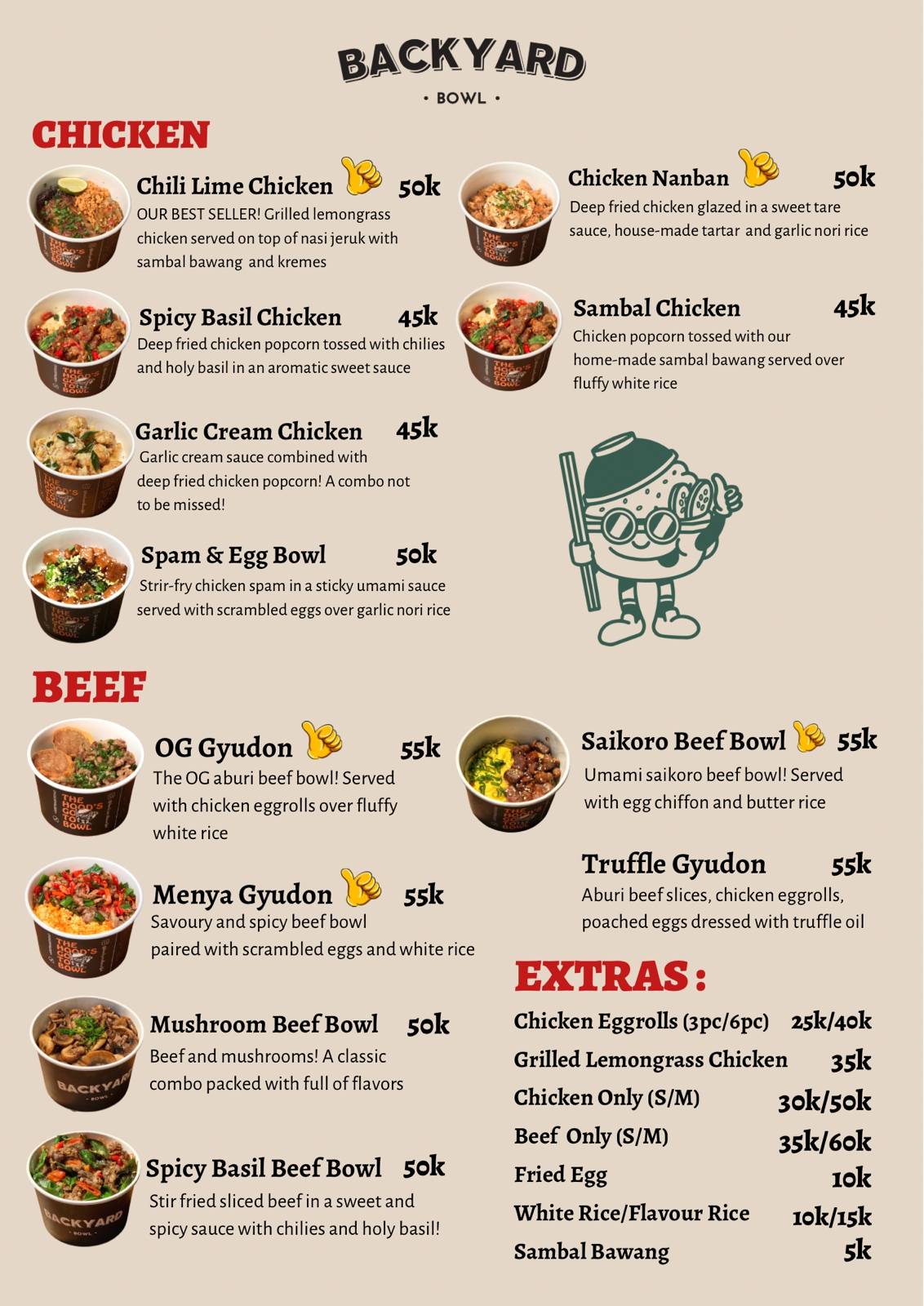 Menu at Backyard Bowl Gandaria restaurant, Jakarta