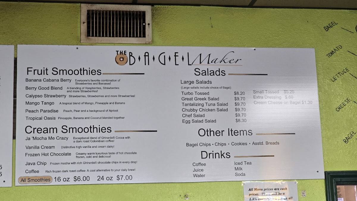 Menu at Bagel Maker cafe, Panama City, 41 W 4th St