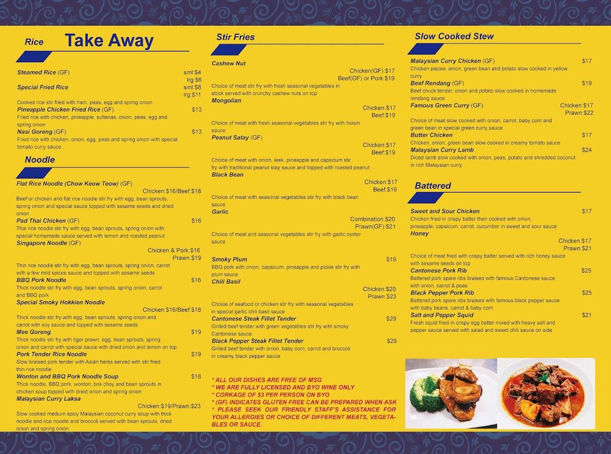 Menu at Two Spoons restaurant, Bairnsdale