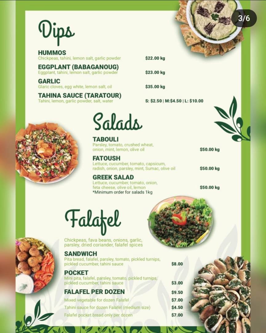 Menu at Baladi on Brady fast food, Dandenong North