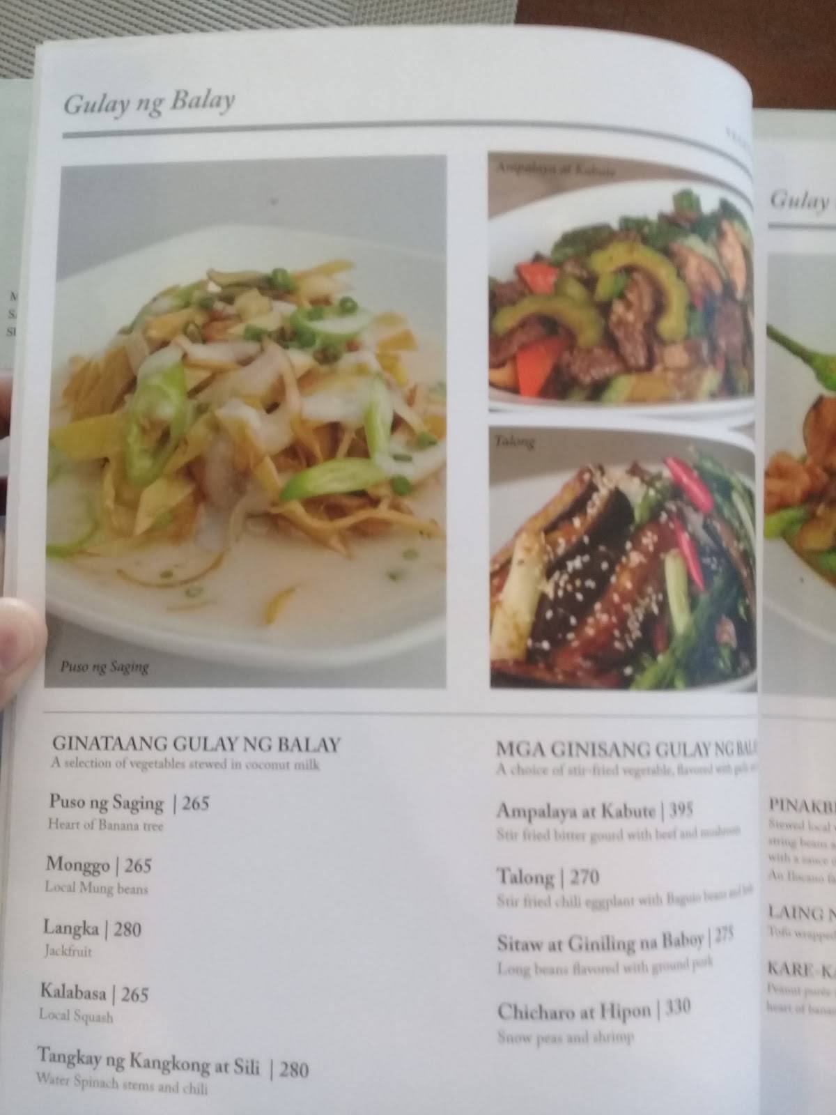 Menu at Balay Dako restaurant, Tagaytay, Tagaytay - Nasugbu Hwy