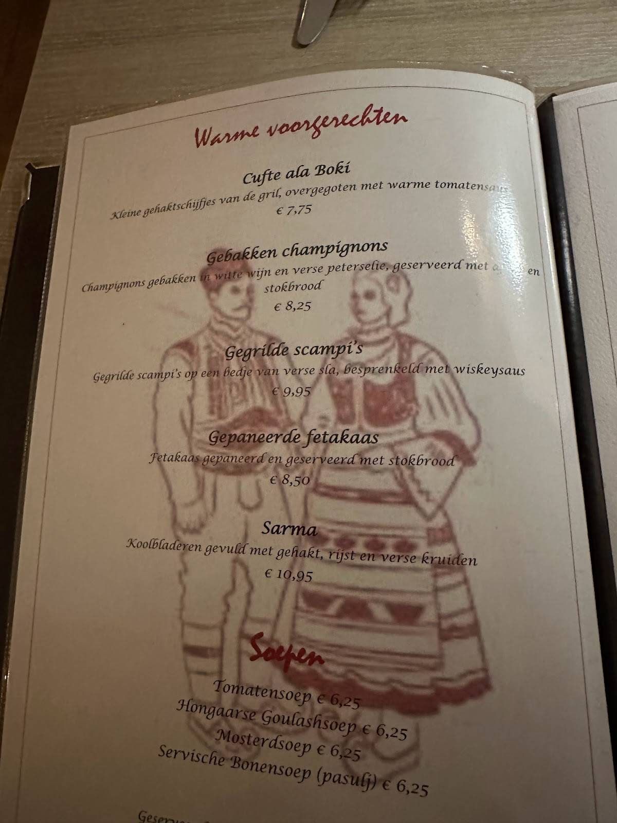 Menu at Balkan Restaurant Aleksandar, Drachten