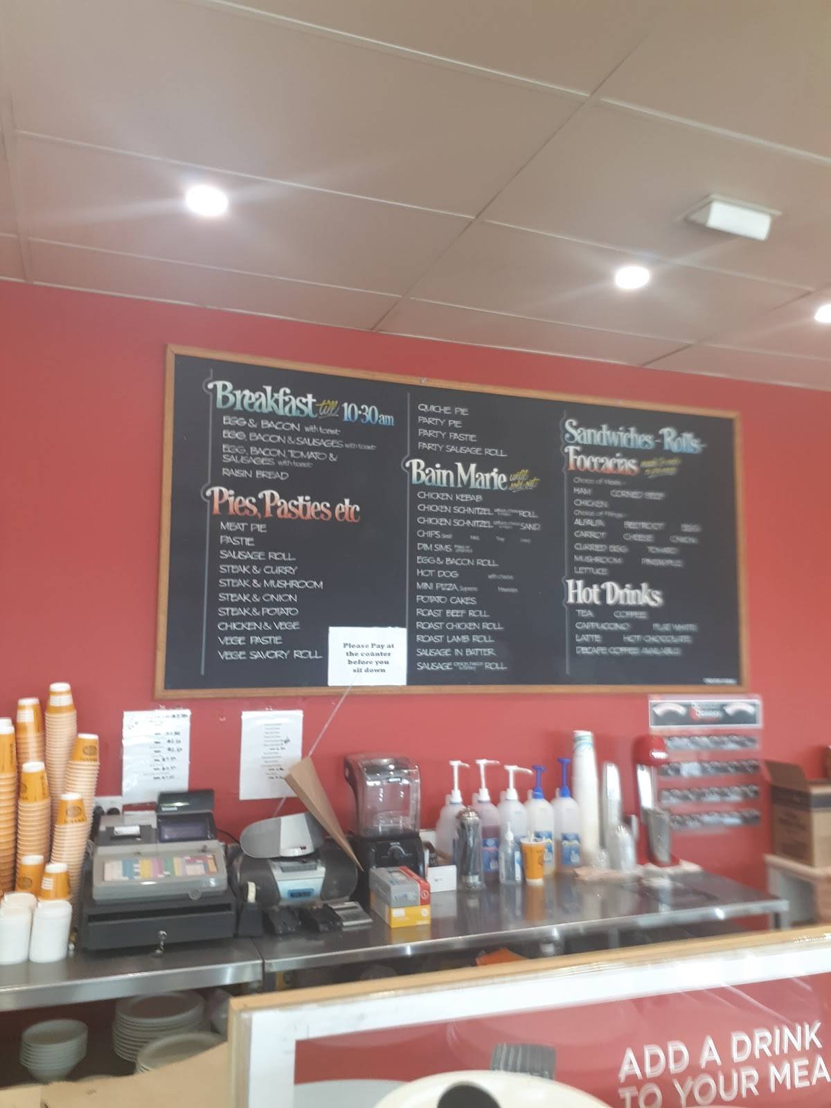Menu at Ballarat Bakery, Redan, La Trobe St