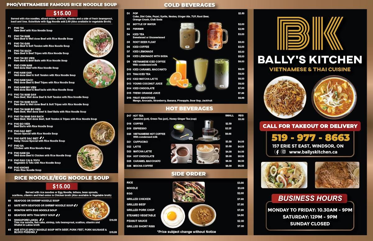 Menu at Bally's Kitchen restaurant, Windsor