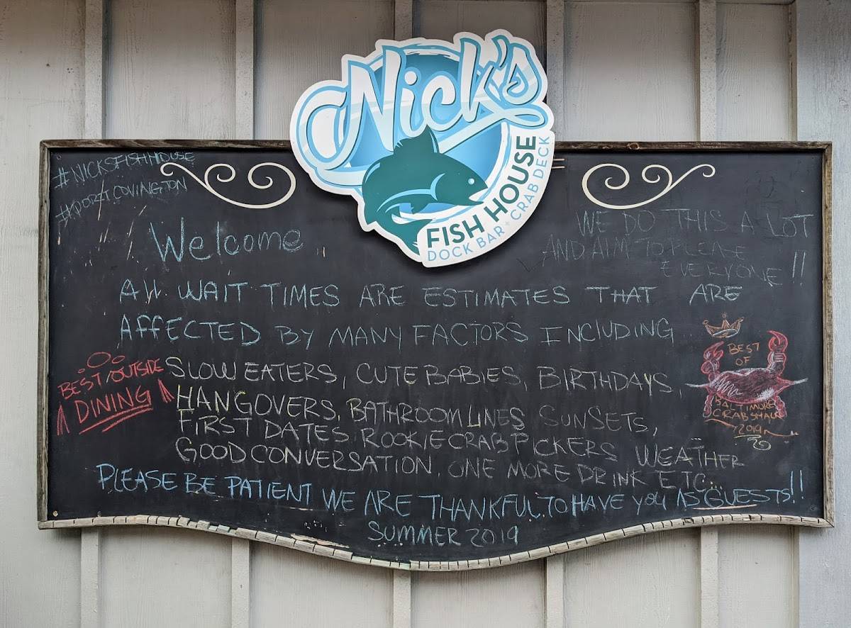 Menu at Nick's Fish House restaurant, Baltimore
