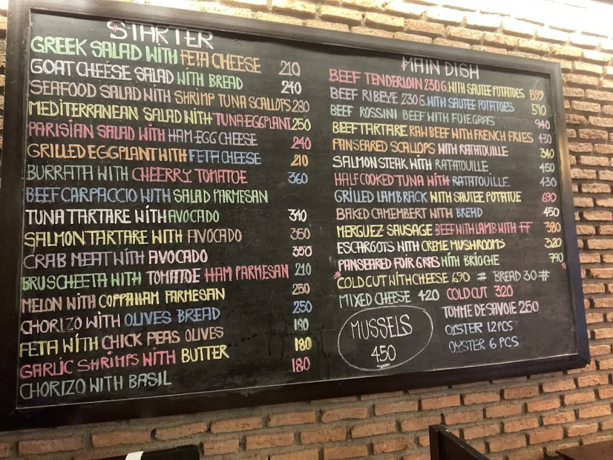 Menu at André restaurant, Bangkok